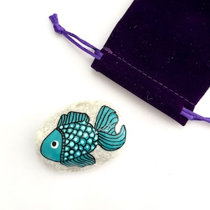 Turquoise Fish Rock Animals - Hand Painted Rocks Ocean Marine - Sea ...