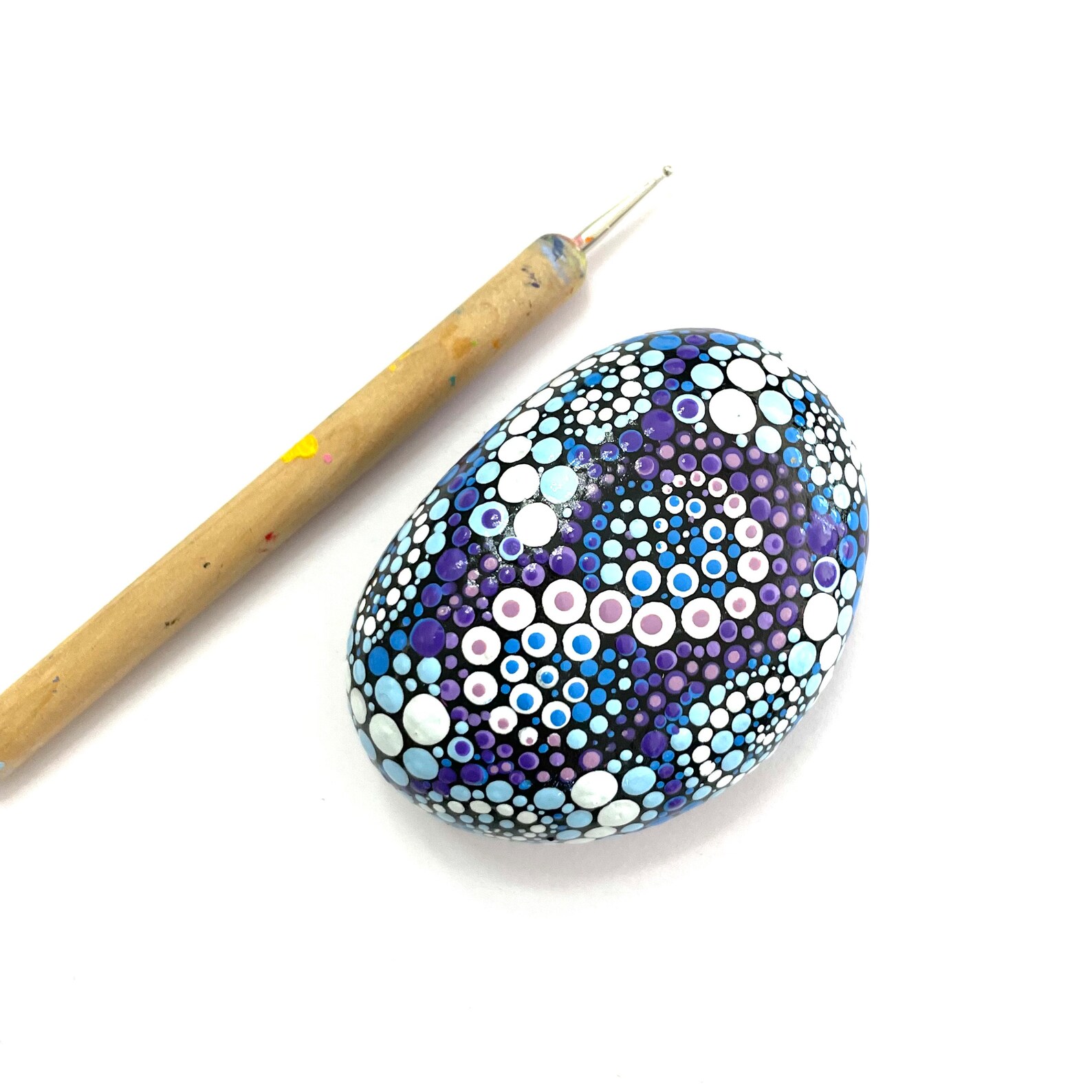Infinity Stone - Hand Painted Rocks - Dotted Rocks Purple Blue - Rock ...