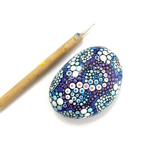 Infinity Stone - Hand Painted Rocks - Dotted Rocks Purple Blue - Rock ...