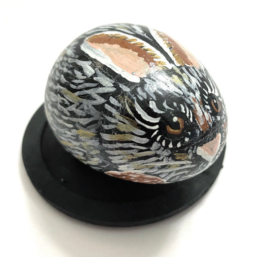 Gray Rabbit Art Rock - Hand Painted Stone Art - Rabbit Gift - Hand ...