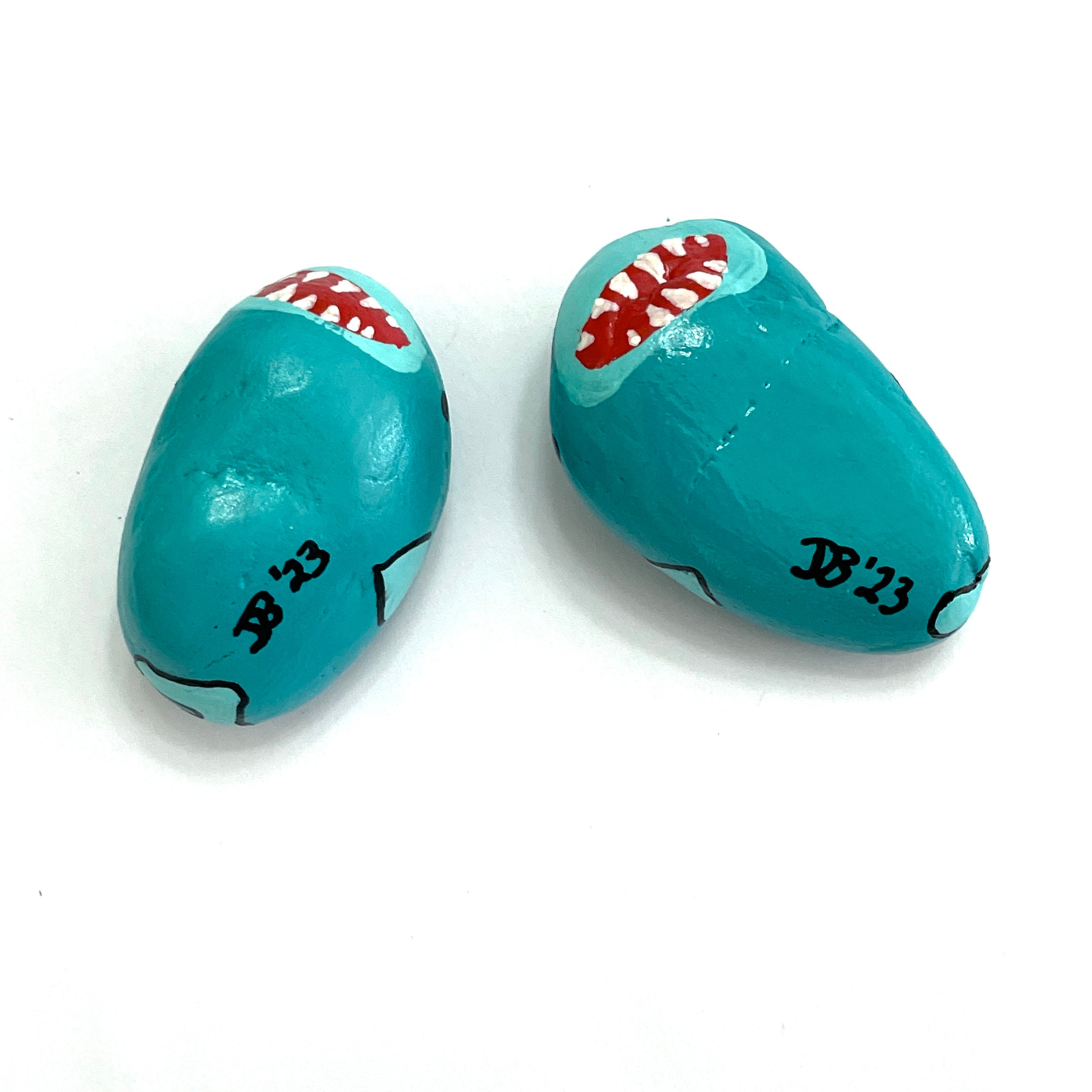 Set of 2 Shark Rocks Animals Hand Painted Rock Cute Painted Stone Shark ...