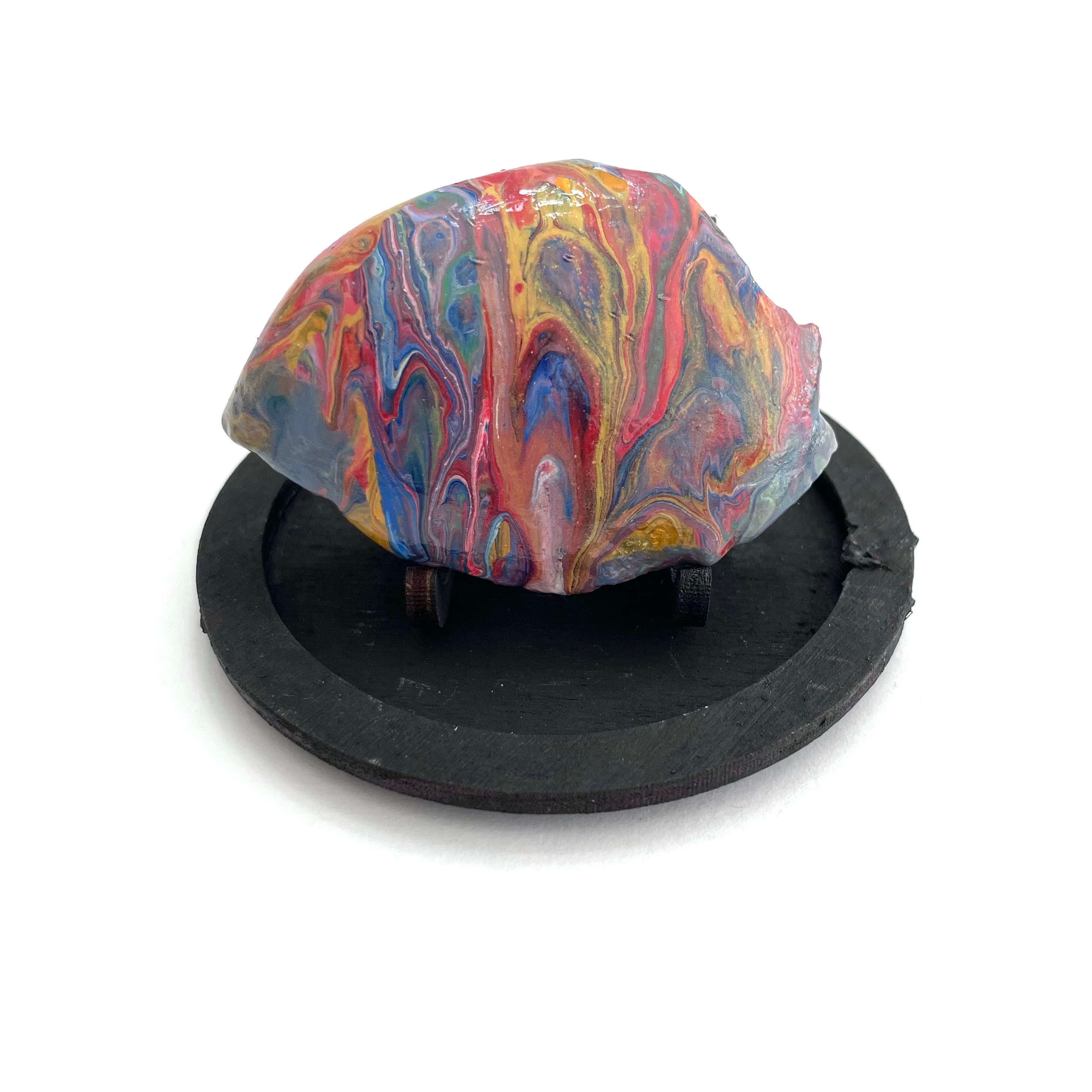 Paint Pour Art Rock - Fluid Art Hand Painted Rock - Paint Pour Rocks ...