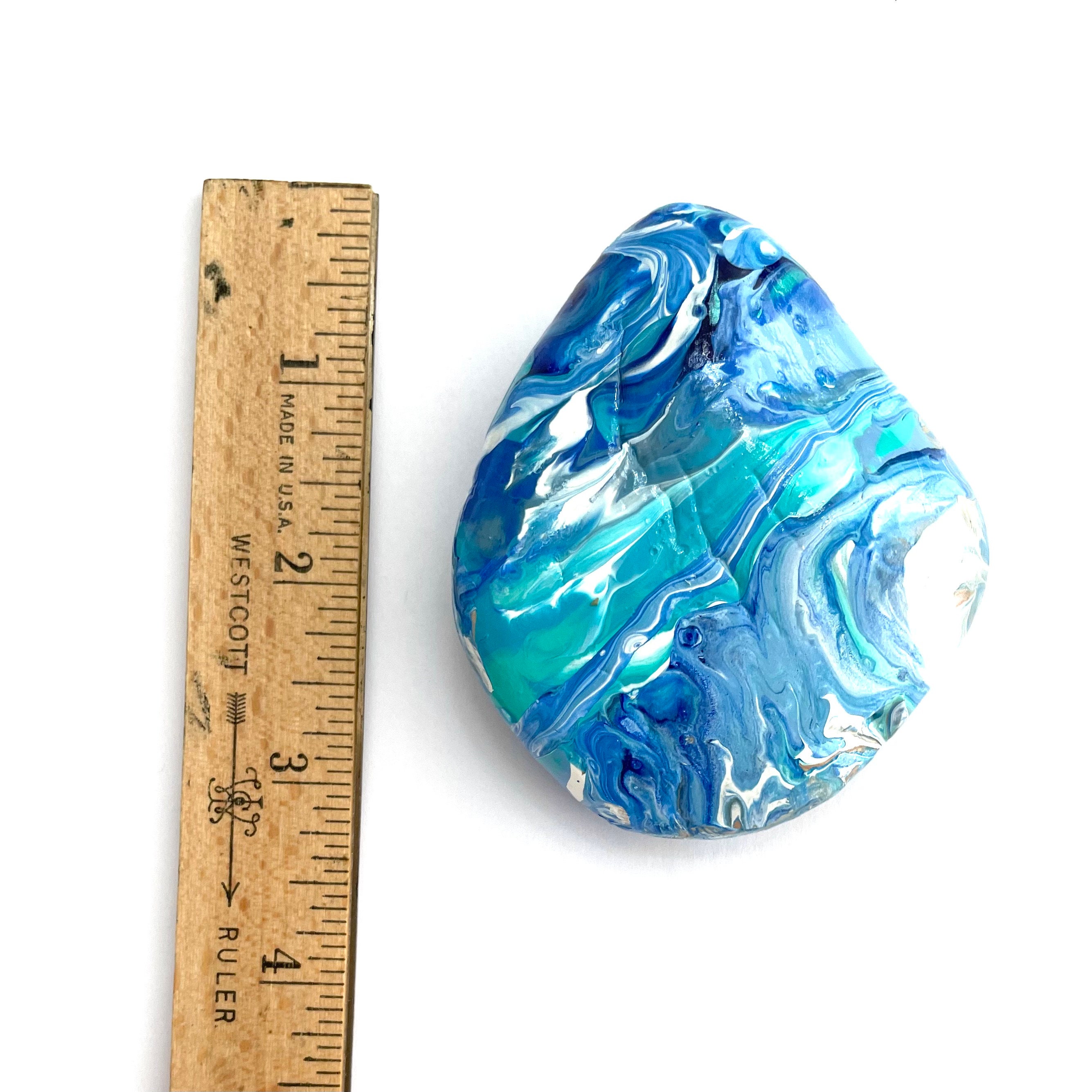 Paint Pour Art Rock Large Hand Painted Rock Rock Painting Ocean Colors ...