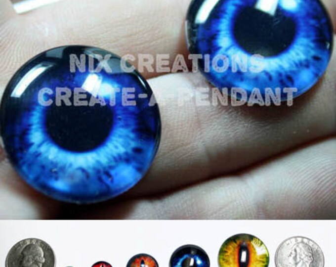 24mm 1 Inch Deep Blue Mermaid Human Doll Taxidermy Eyes Handmade Glass ...
