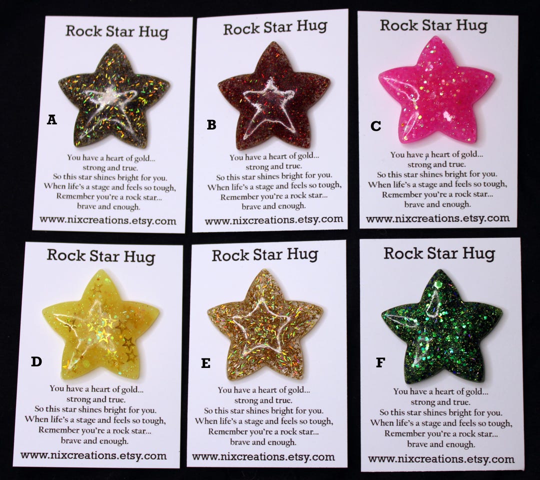 Rock Star Pocket Hug, Resin Pocket Hug, Pocket Token, Resin Handmade ...