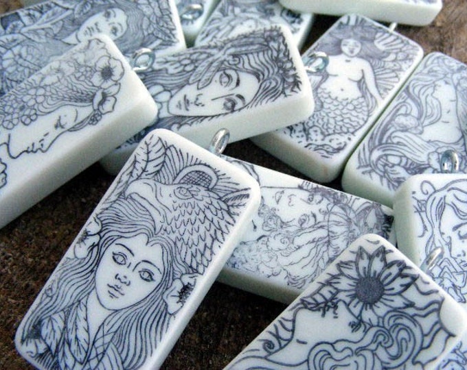 12 Assorted DIY Coloring Book Altered Art Mixed Media Domino Pendant - Etsy