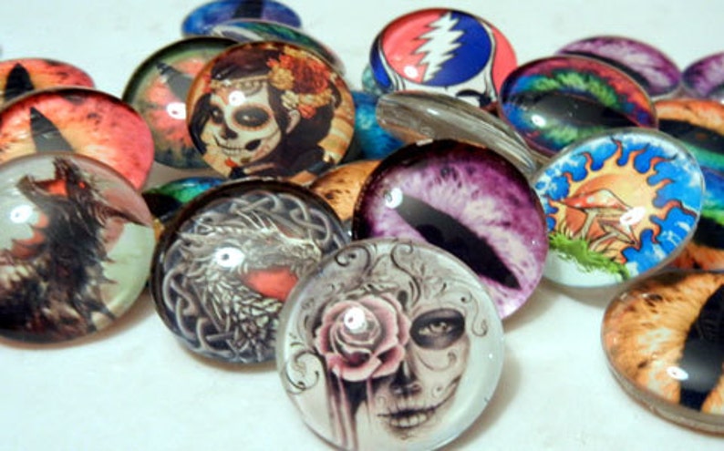Glass Cabochon - Raven Design 2 - for Jewelry and Pendant Making 8mm ...