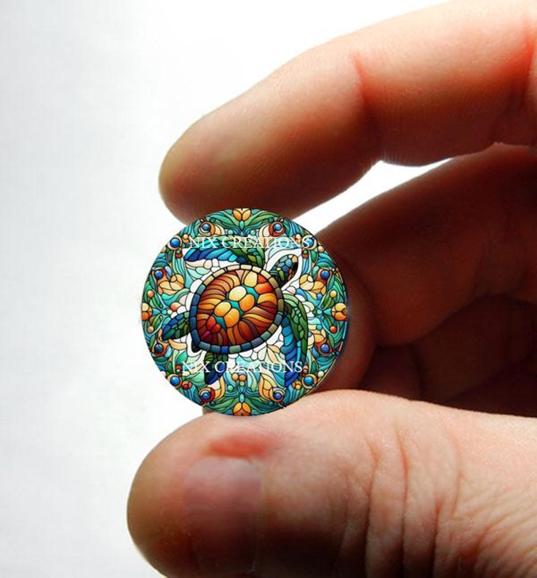 Glass Sea Turtle Stained Design Cabochon for Jewelry Pendant Earring ...