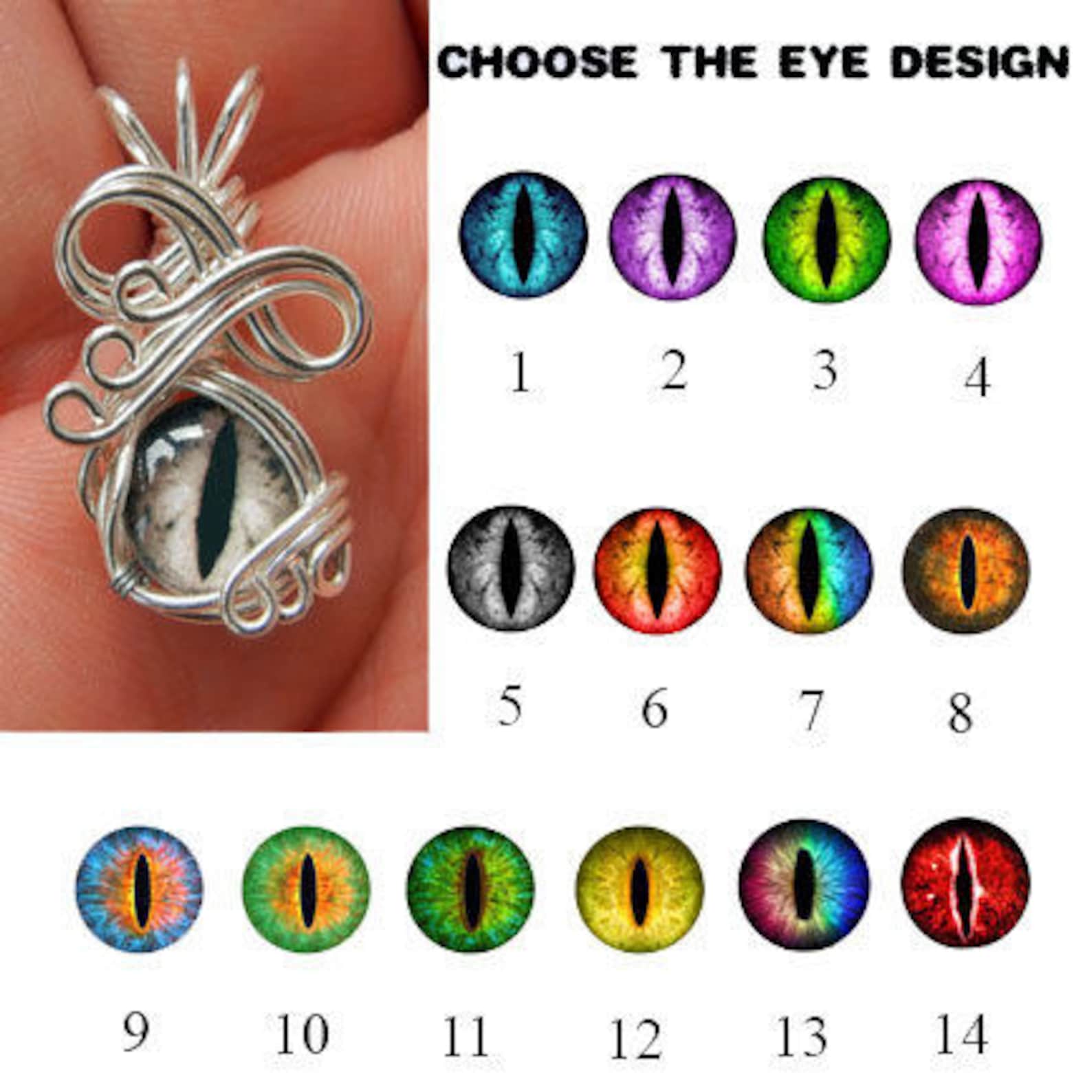 Wire Wrap Glass Eye Pendant Mini Dragon Eyeball Gothic - Etsy