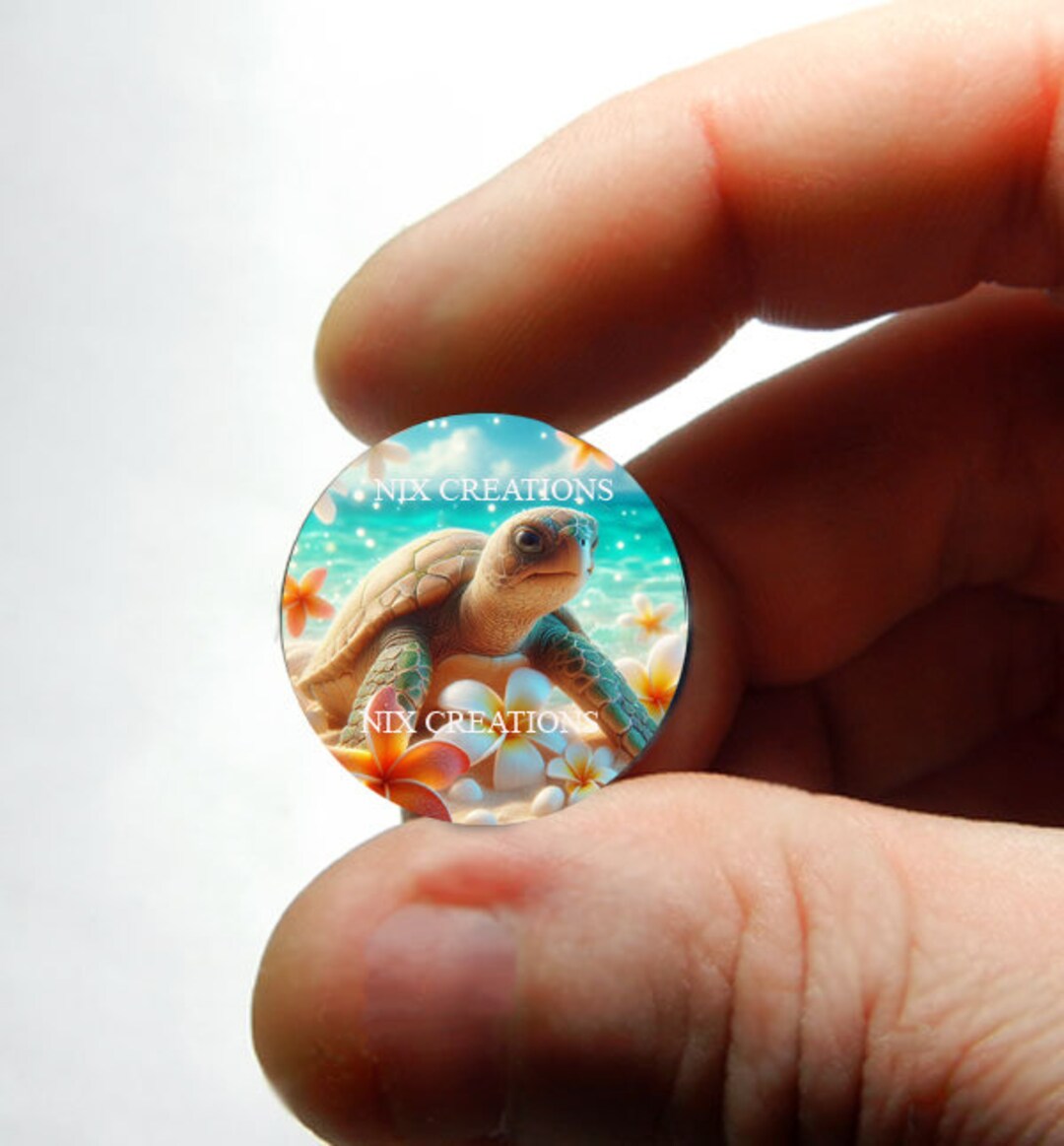 Glass Beach Sea Turtle Cabochon for Jewelry and Pendant Making - 8mm ...