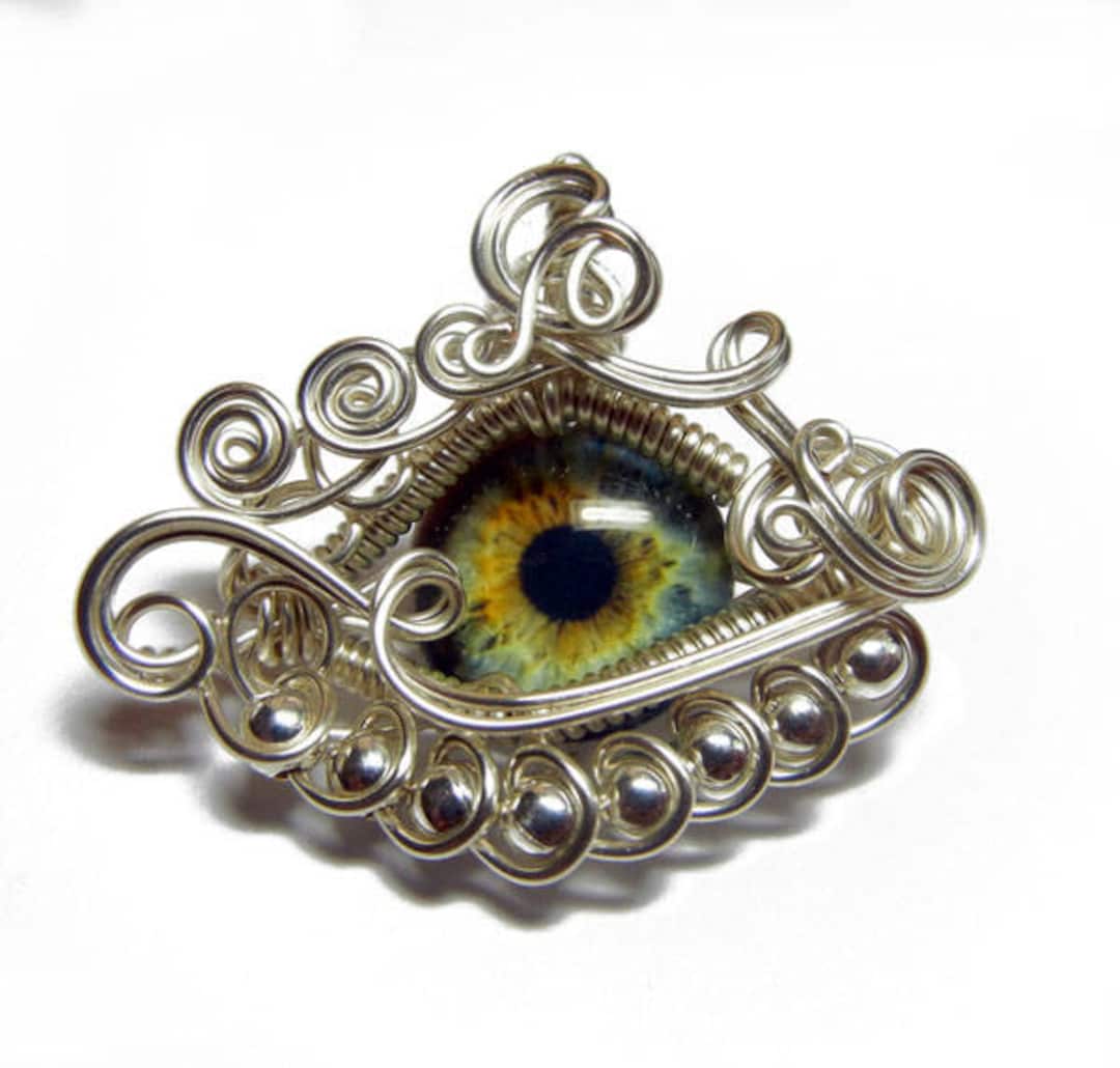 Evil Eye Wire Wrap Wrapped Glass Eye Pendant - With a Sterling Silver ...