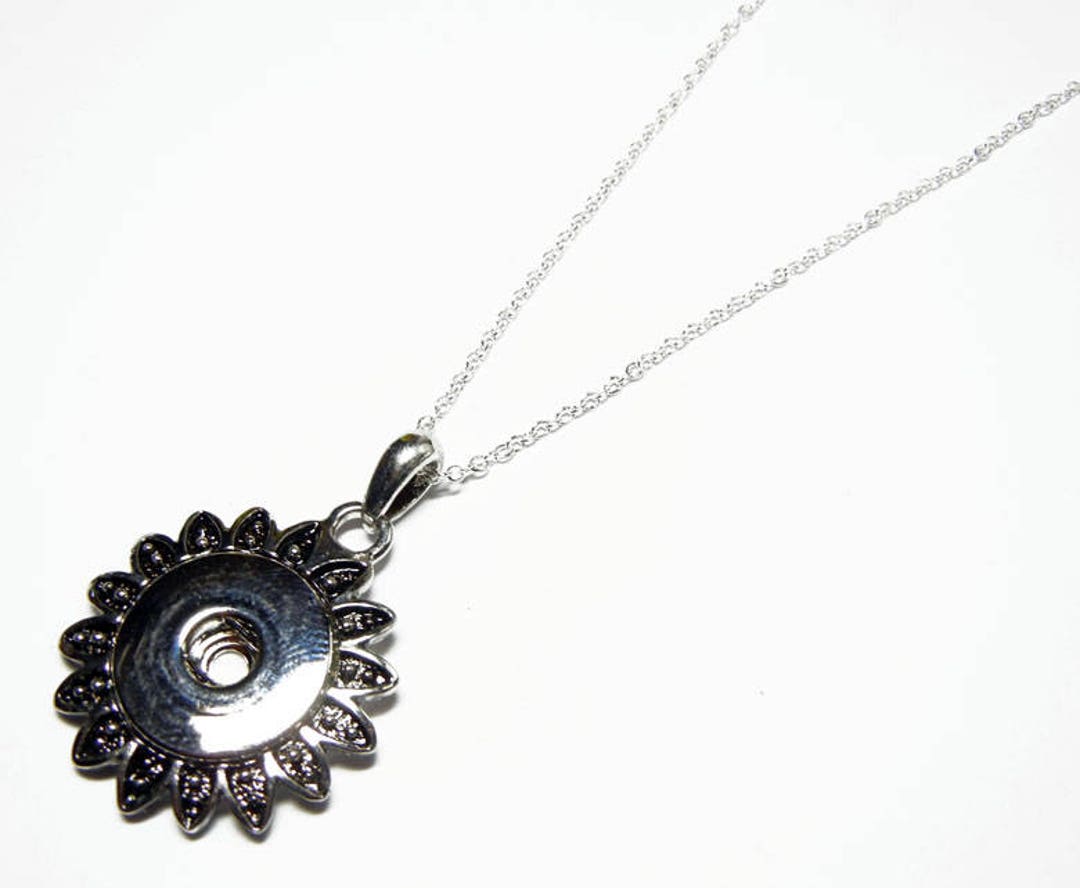 Snap Necklace - Simple Snap on Art Deco Sun Pendant With a 22 Inch ...