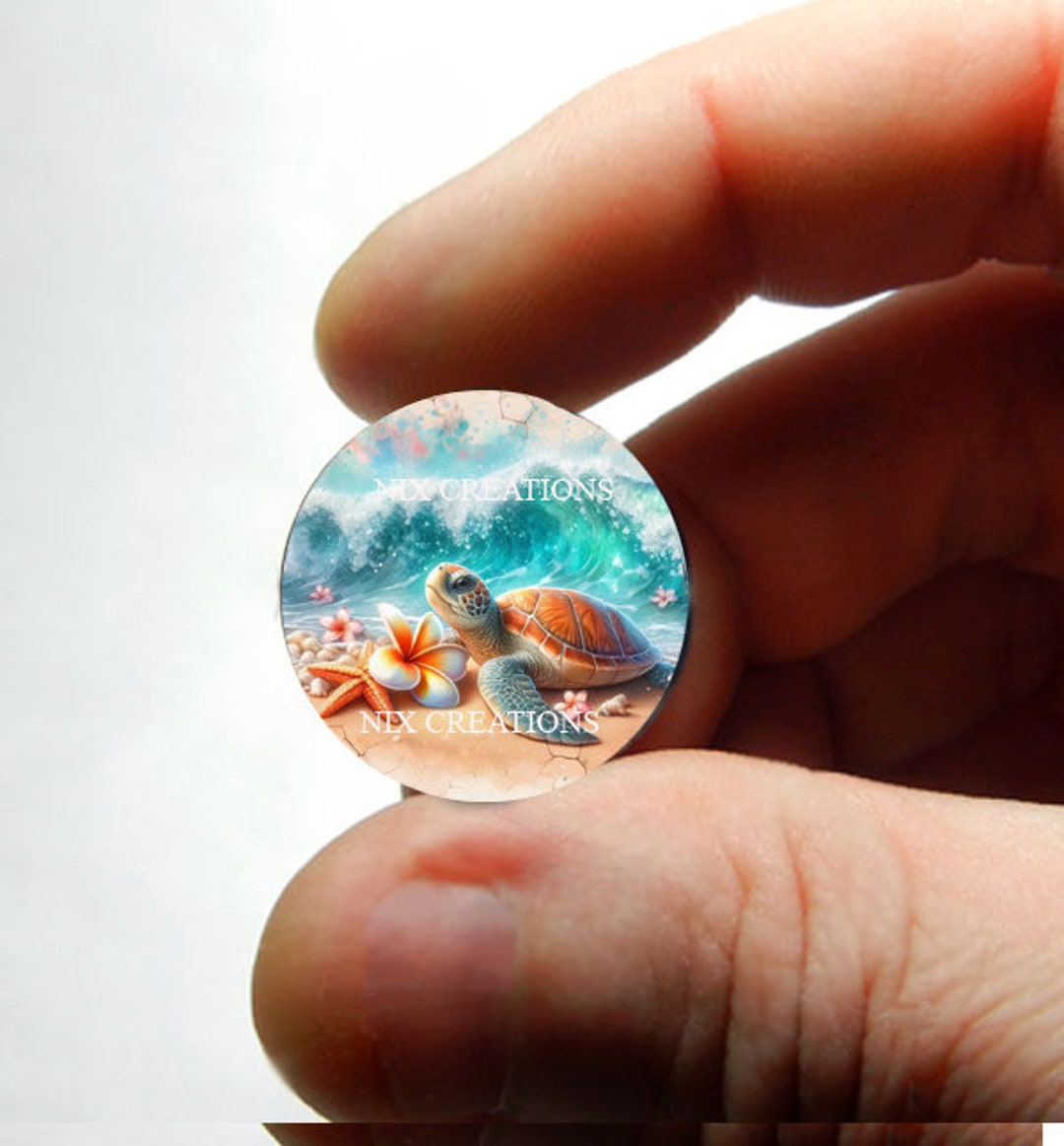 Glass Beach Turtle Design Cabochon for Jewelry and Pendant Making - 8mm ...
