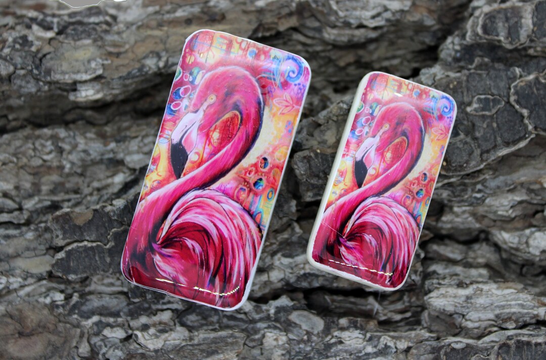 Pink Flamingo Domino Cabochon - 2 Sizes to Choose From - DM14 - Etsy