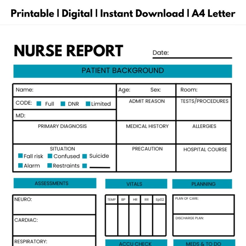 Nursing Report Sheet Template Patient Report Vital Signs Doctors ...