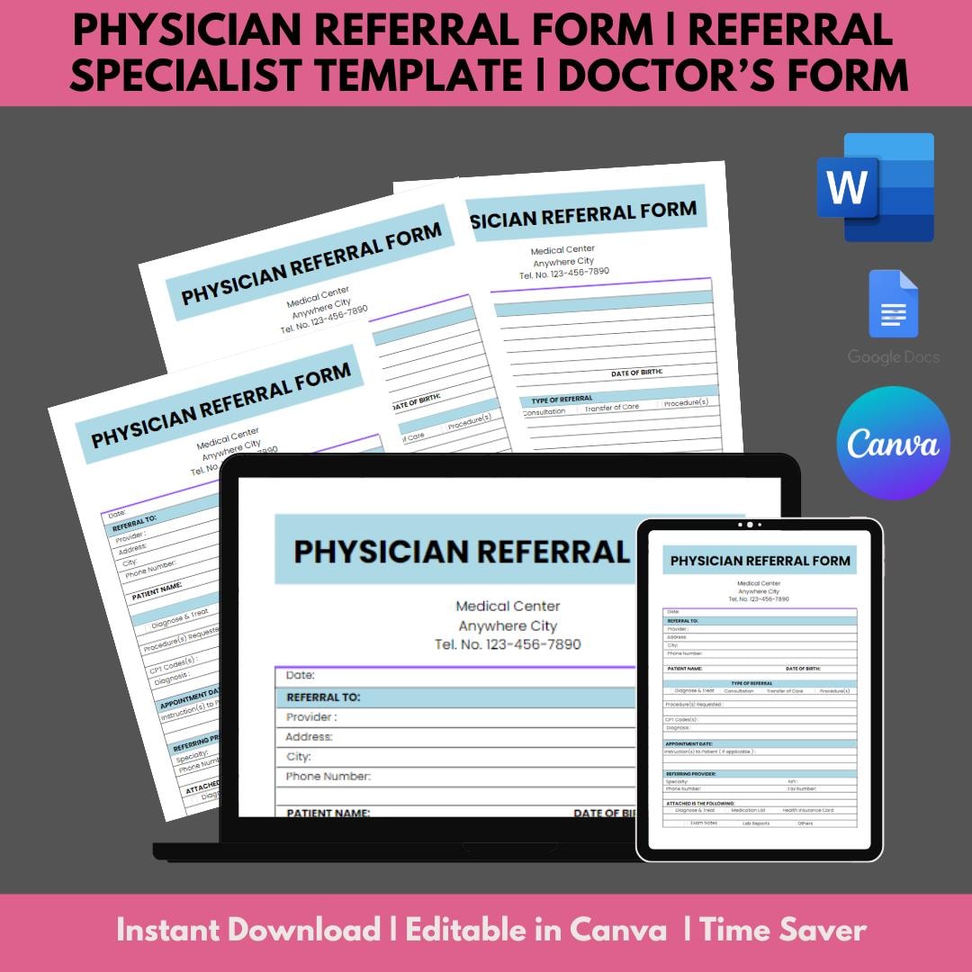 Physician Referral Form Template Physician Referral Form Medical ...