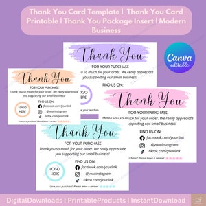 Thank You Card Template Thank You Card Printable Thank You Package ...
