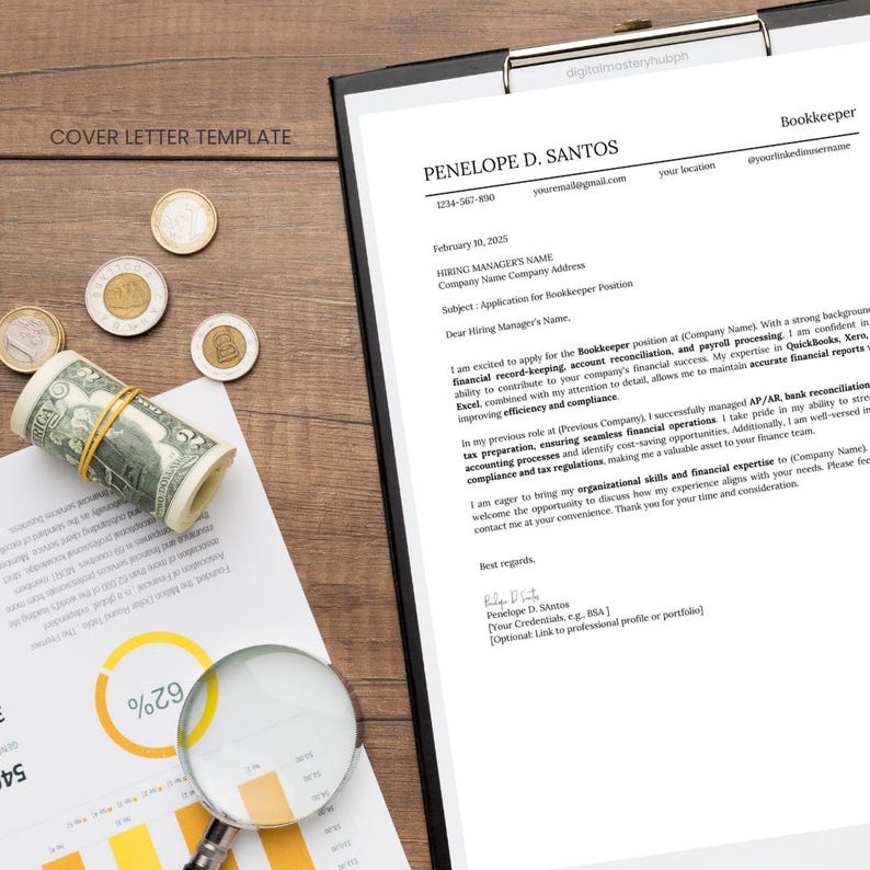 Ats-friendly Bookkeeper Resume Template | Professional Accountant CV ...