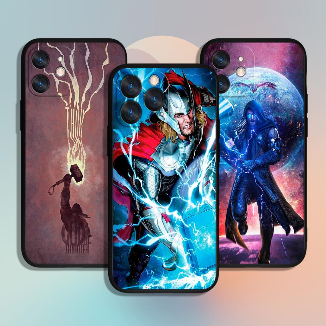 Thor Cartoon Colorful Art Phone Case for iPhone 12 13 14 15 16 XS XR ...