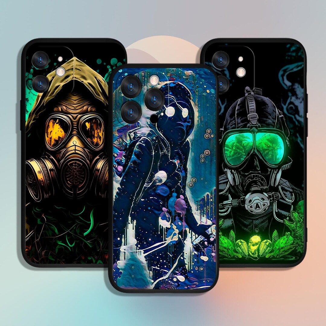 Cool Biochemical Gas Mask Style Art Phone Case for iPhone 12 13 14 15 ...