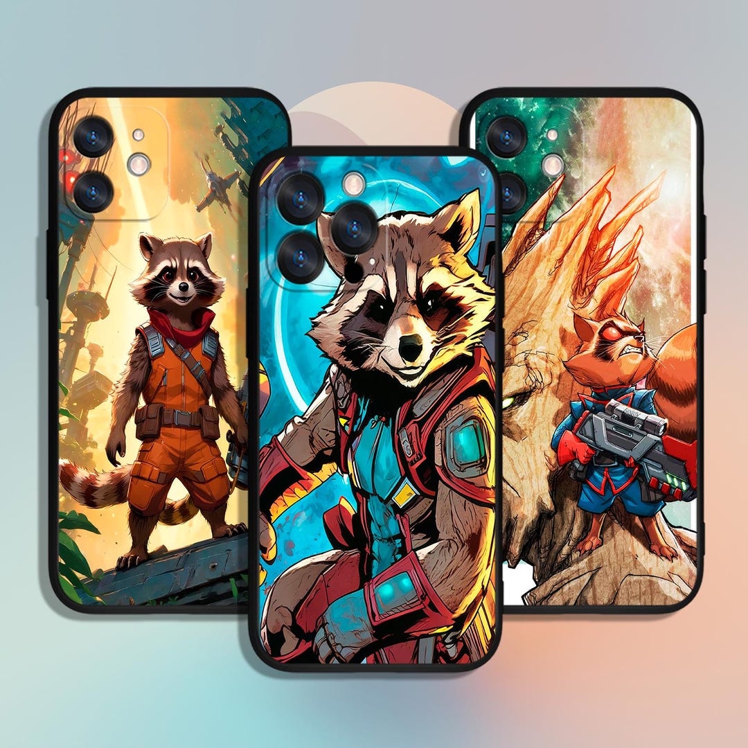 Avengers Rocket Groot Colorful Art Phone Case for iPhone 12 13 14 15 16 ...