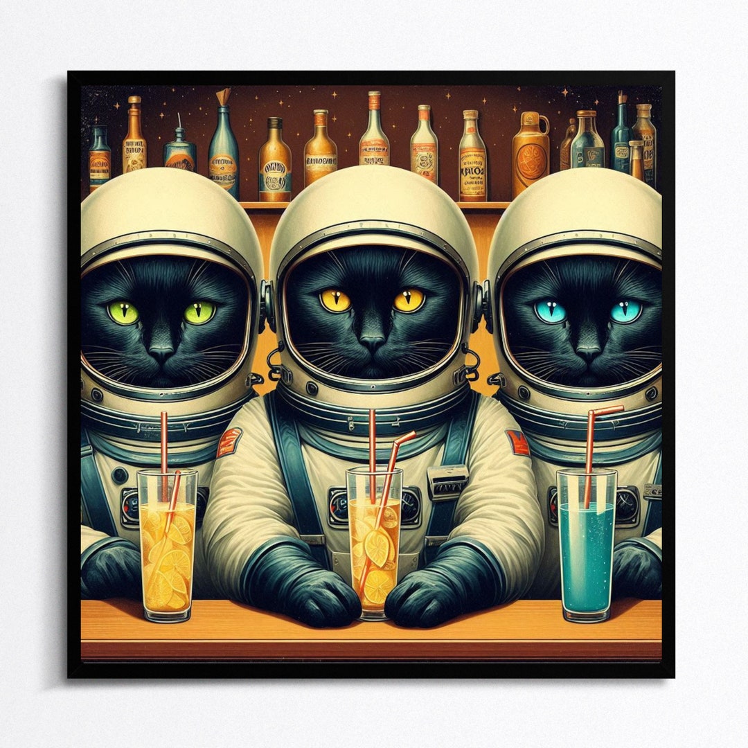 Astronaut Cat Wall Art, Cat Dad Gifts, Funny Wall Art, Space Cats Print ...