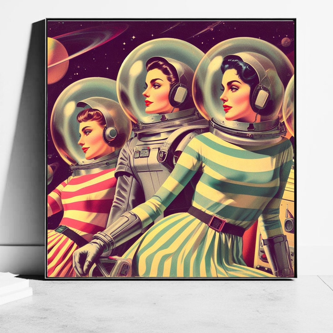 1960s Space Age Atomic Fashion Print, Astro Girl Next Door Collection ...