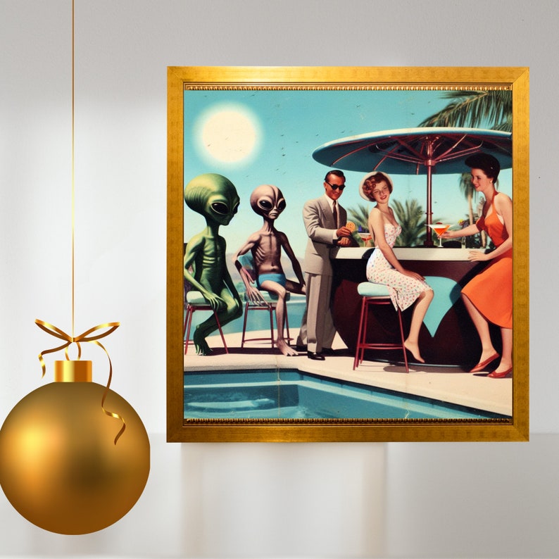 Vintage 1960's Inspired Alien Cocktail Party, Cocktail Print, Trendy ...