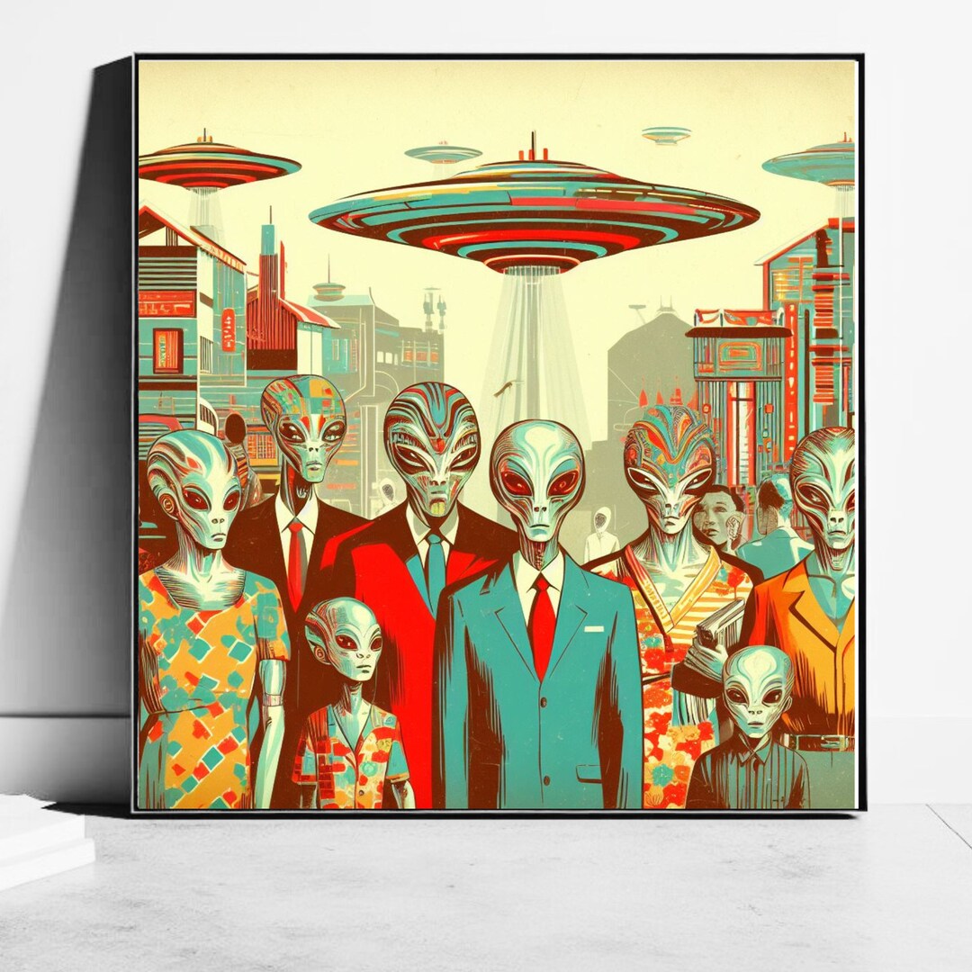Cool Wall Art Alien Reunion I Retro Fashion Print I Vintage 1960's ...