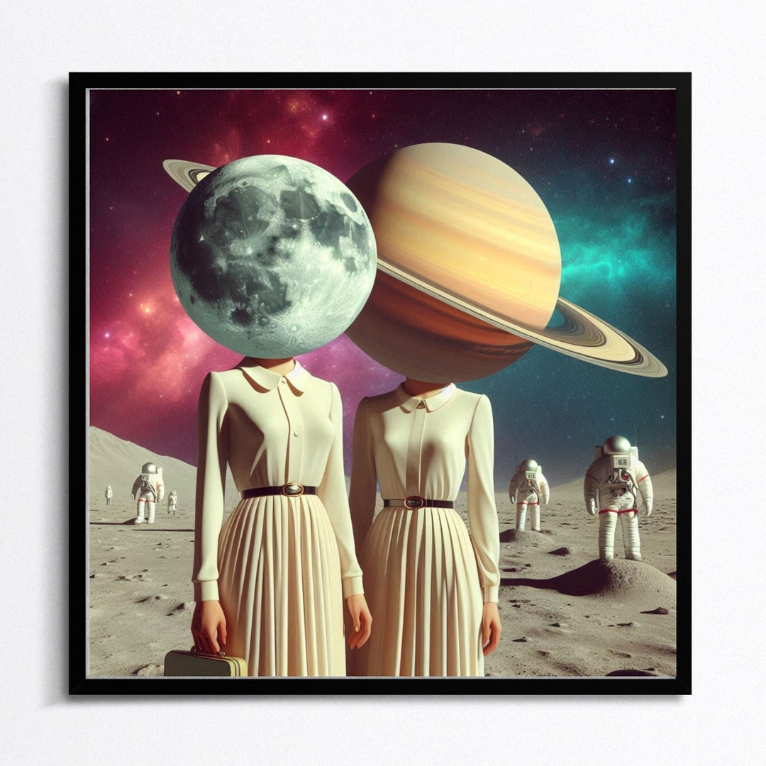 Stellar Girls, Vintage 1960's Inspired Space Art, Cool Wall Art, Cosmic ...
