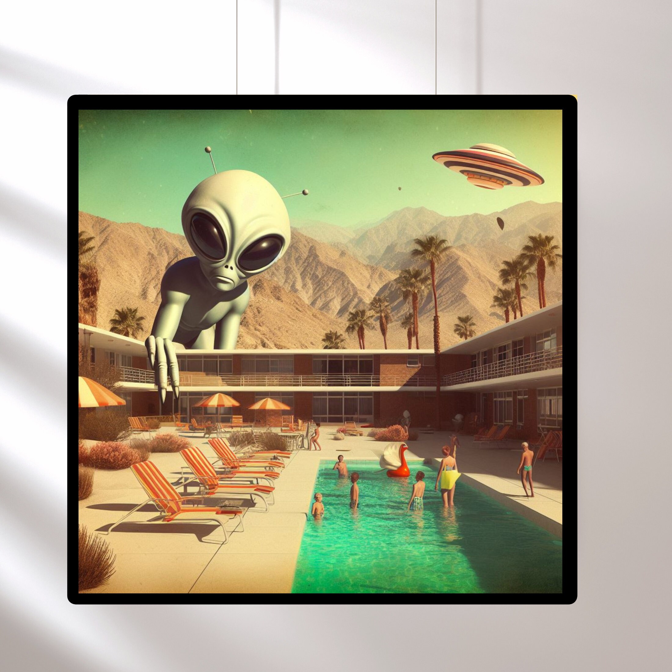 Alien Wall Art, Retro Sci-fi Poster, Vintage 1960's Inspired UFO Art ...