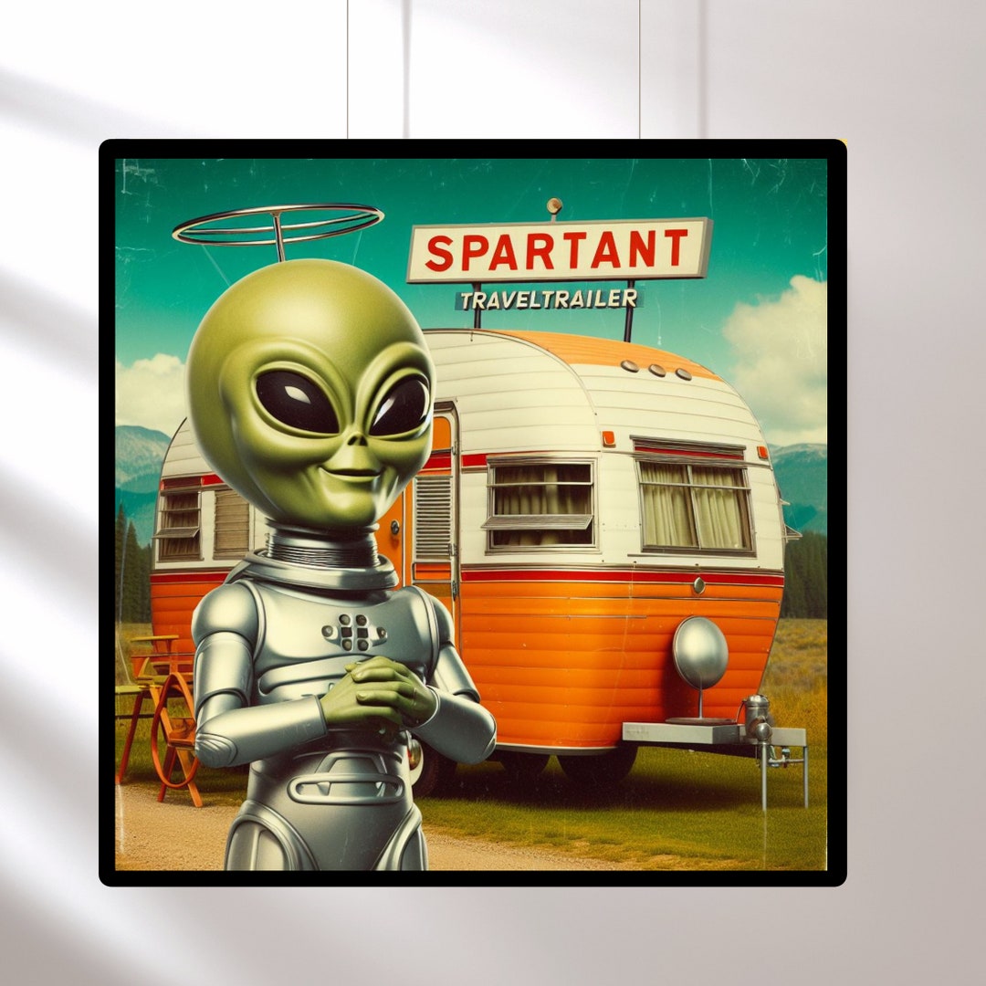 Retro Sci-fi Art Aliens in Vintage Travel Trailers I Vintage 1960's ...