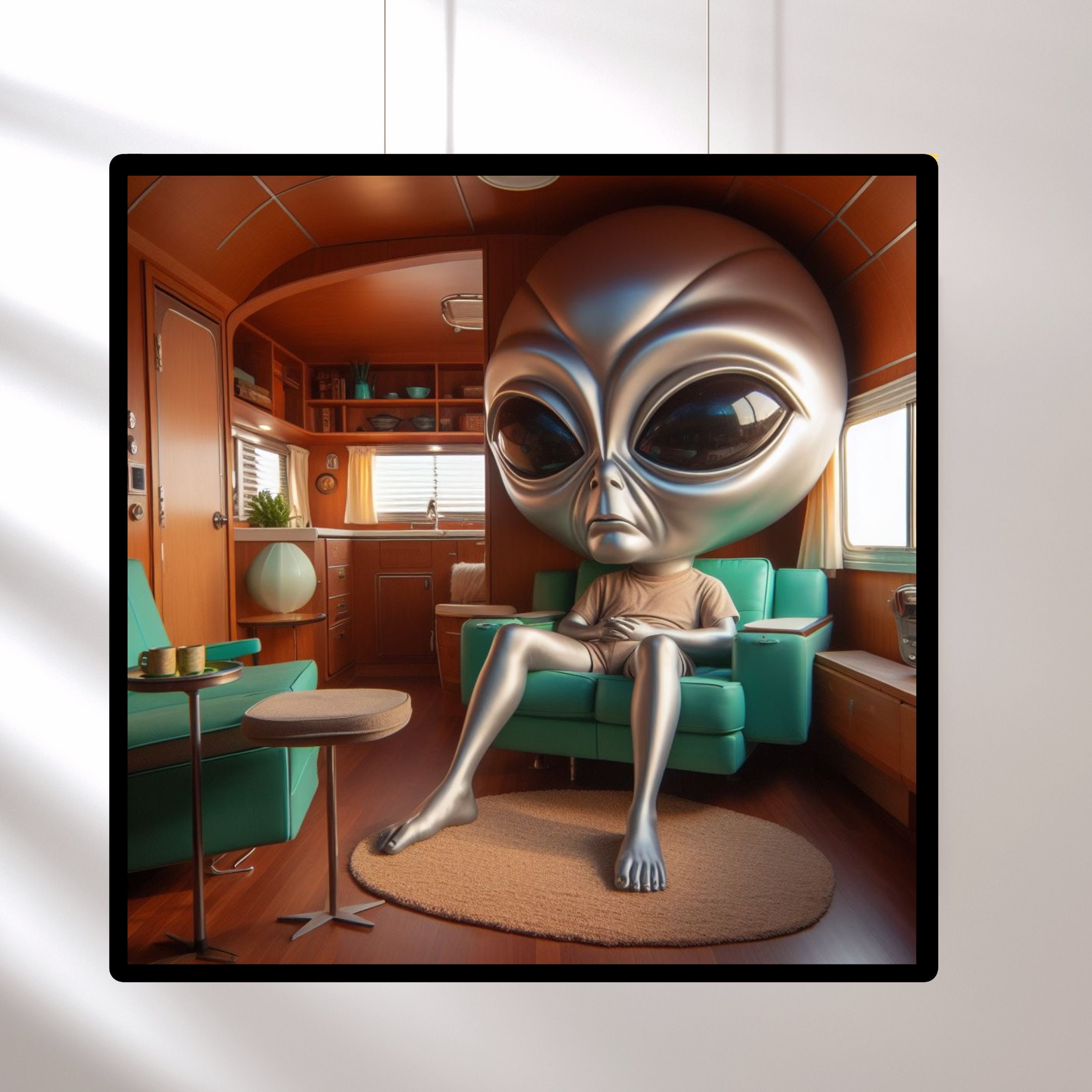 Retro Sci-fi Art Alien Art Print: Extraterrestrial Visitor Relaxing in ...