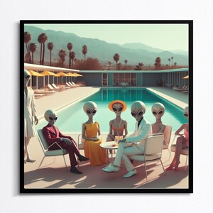 Vintage 1960's Inspired Alien Cocktail Party, Cocktail Print, Trendy ...