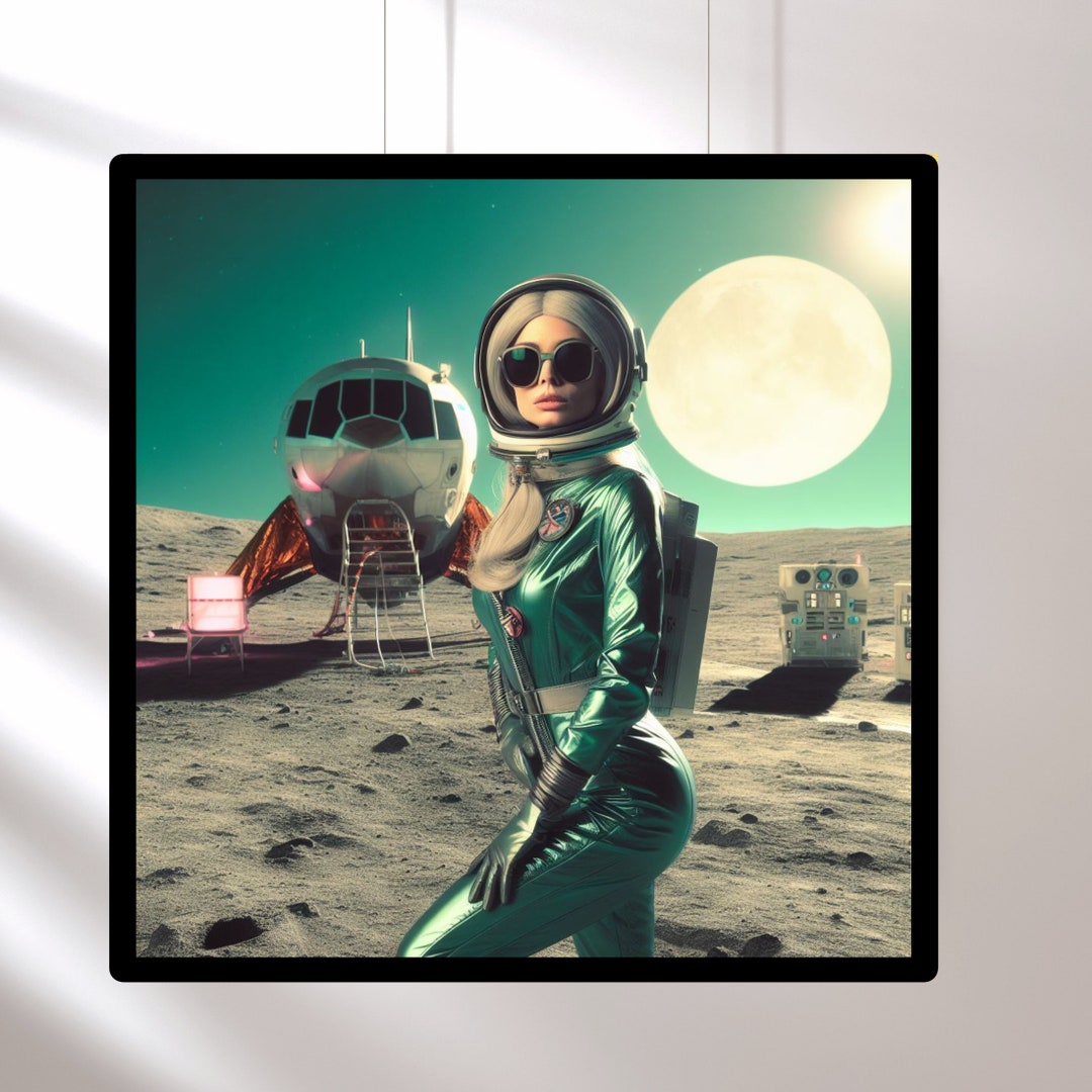 Retro Sci-fi Art 1960s Space Art, Retro Female Astronaut Poster, Astro ...