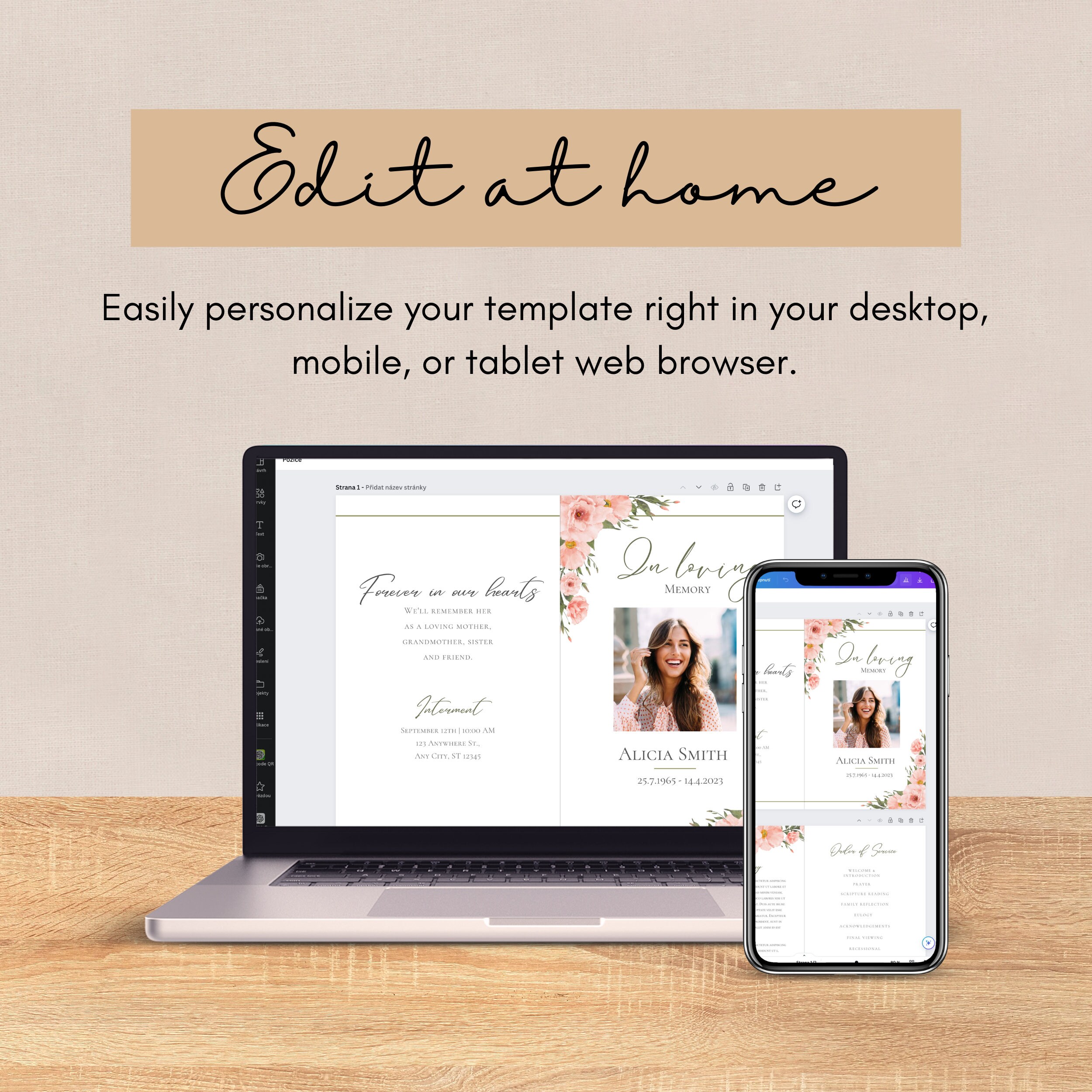 Minimalist Funeral Program Template Simple Funeral Memorial Program ...