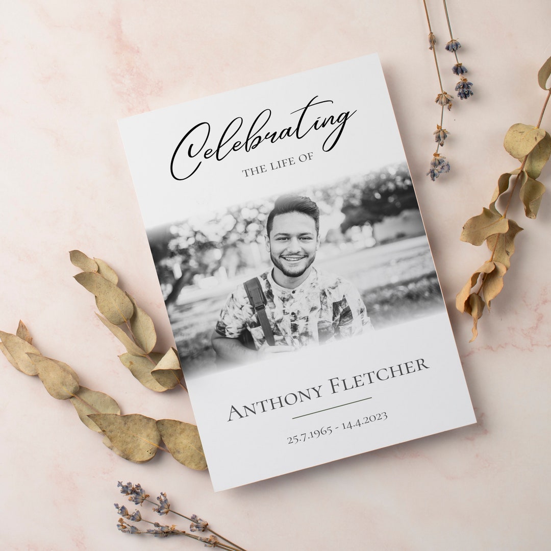 Minimalist Funeral Program Template Simple Funeral Memorial Program ...