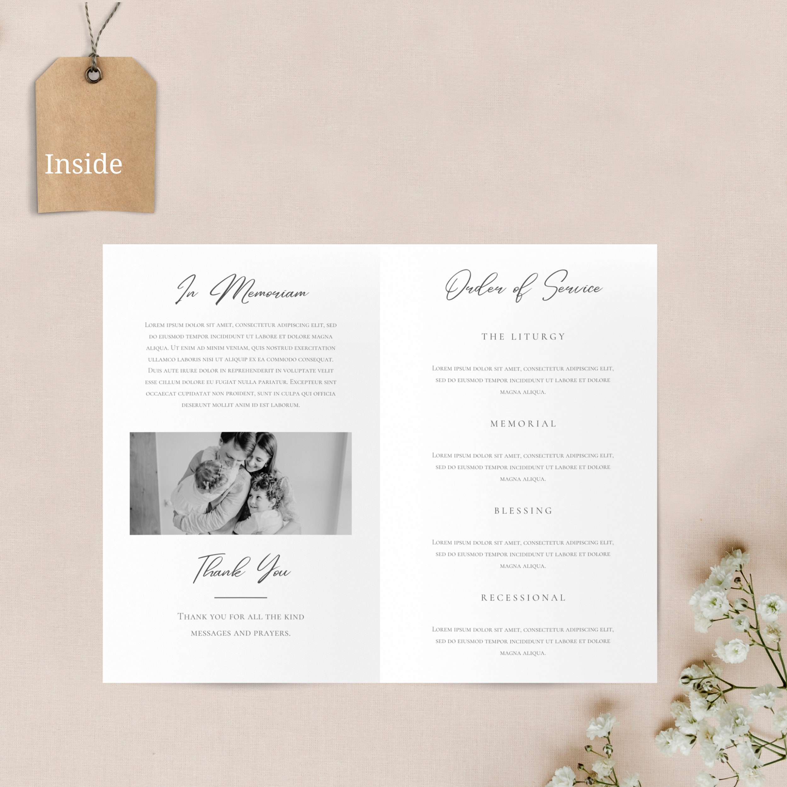 Minimalist Funeral Program Template Simple Funeral Memorial Program ...