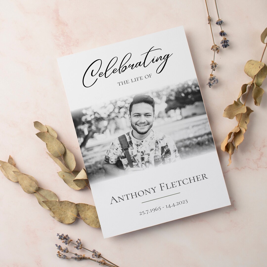 Minimalist Funeral Program Template Simple Funeral Memorial Program ...