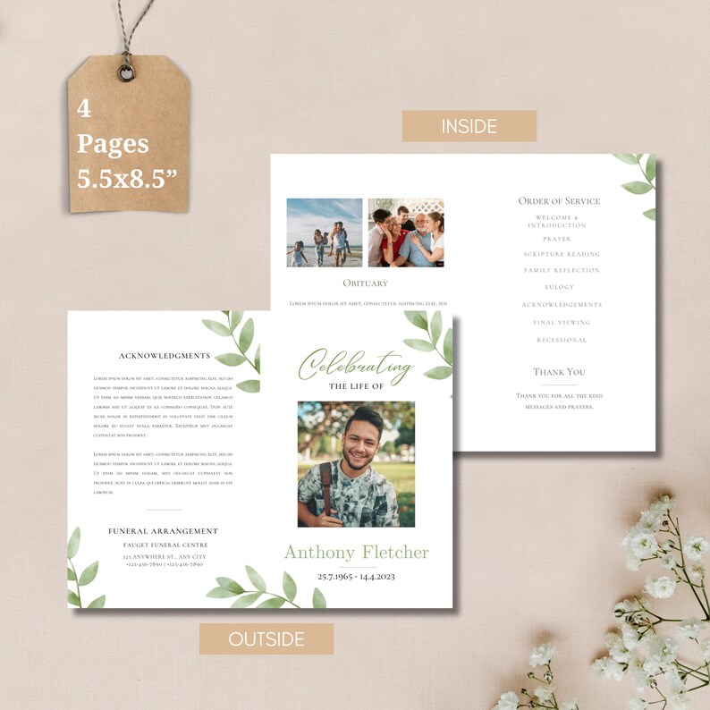 Editable Funeral Program Template Instant Download Obituary Template ...