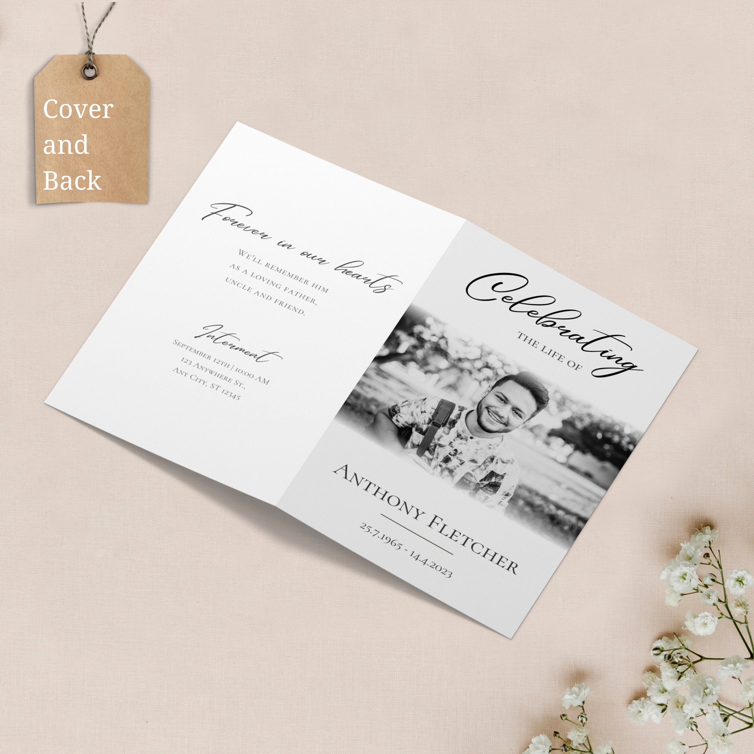 Minimalist Funeral Program Template Simple Funeral Memorial Program ...