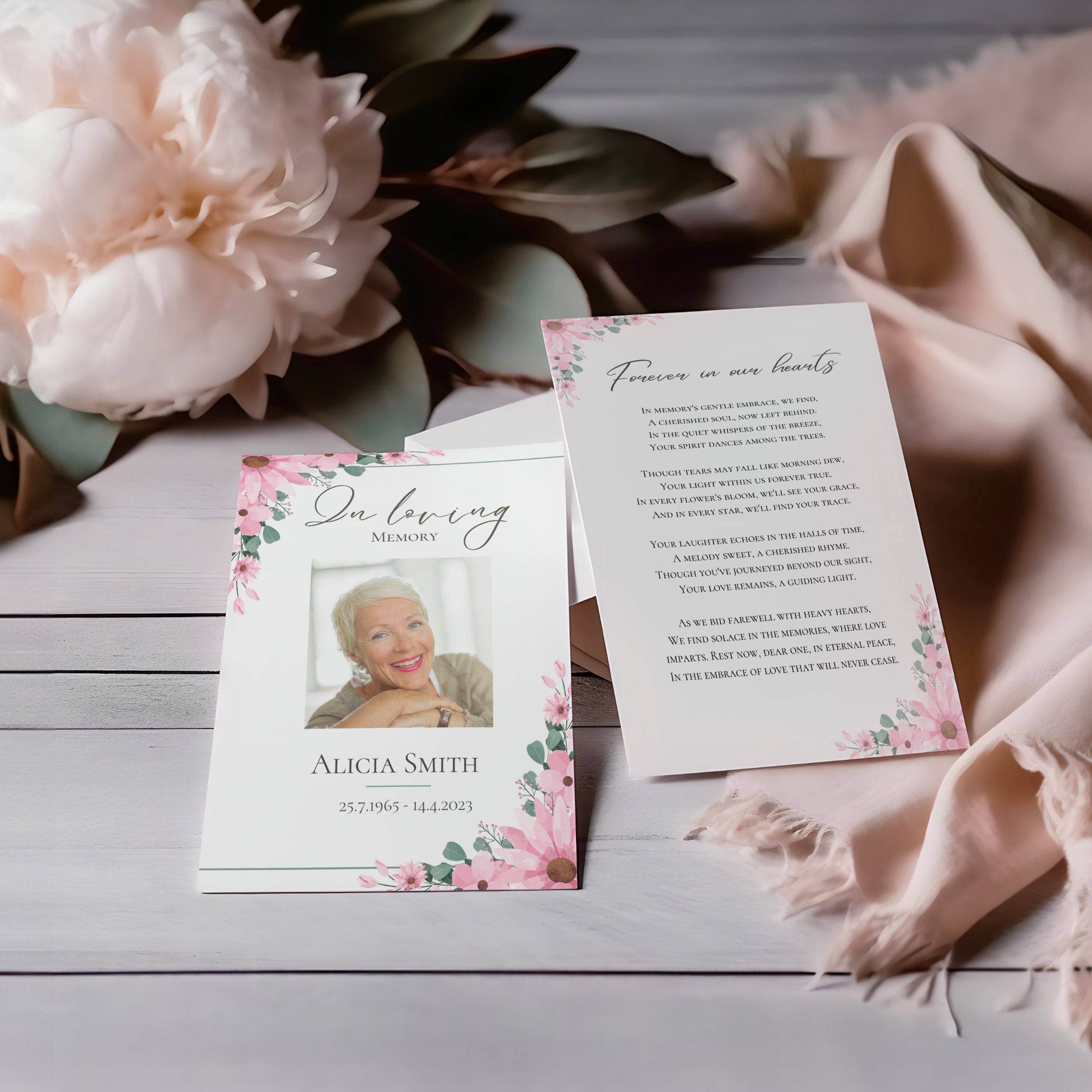 Funeral Prayer Card Template Memorial Prayer Card Template Editable ...