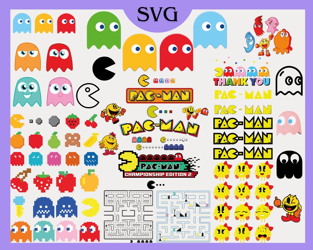Pac-man Svg,png,pdf Bundle, Pac Maps Svg, Pac Clipart, Pac Cricut ...