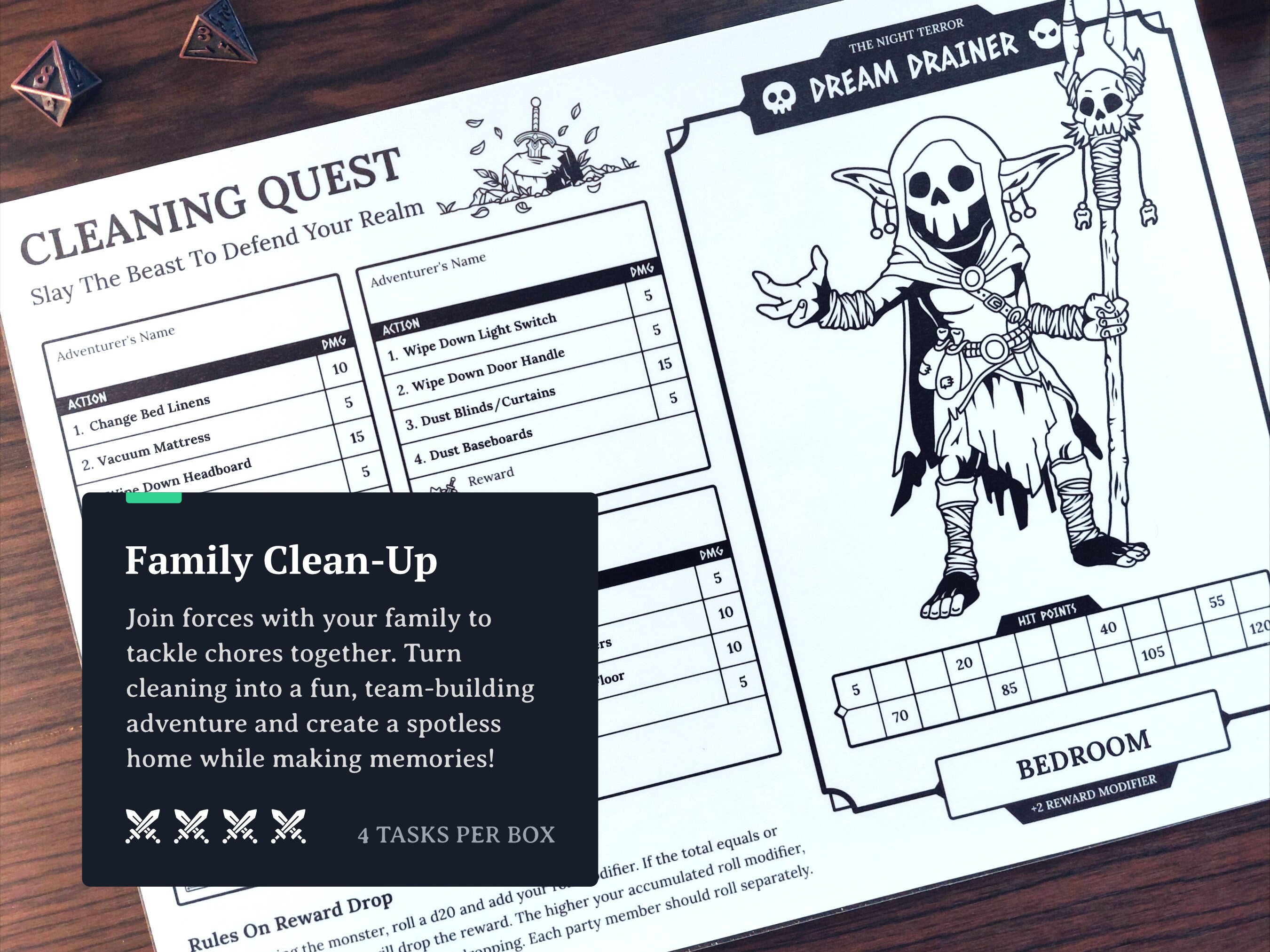 DND Inspired Cleaning Checklist Designed for Families, Couples, and ...
