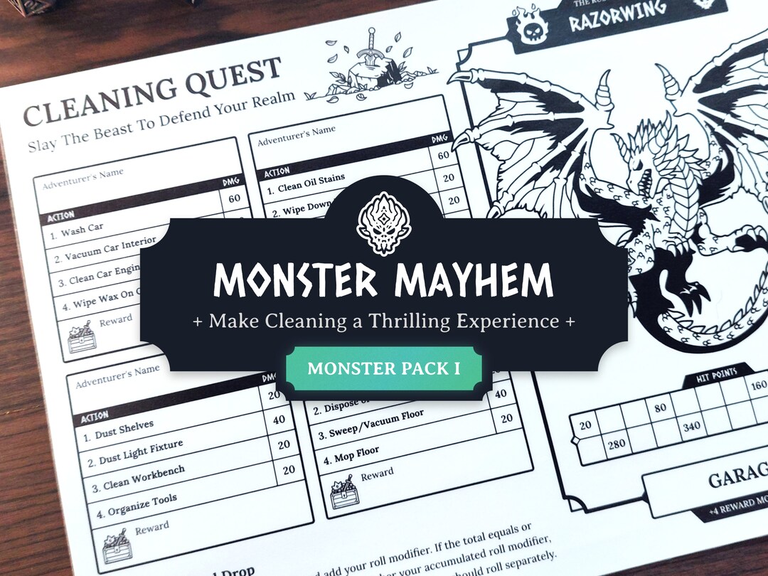 DND Inspired Cleaning Checklist Designed for Families, Couples, and ...