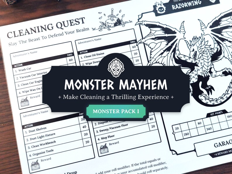 DND Inspired Cleaning Checklist Designed for Families, Couples, and ...