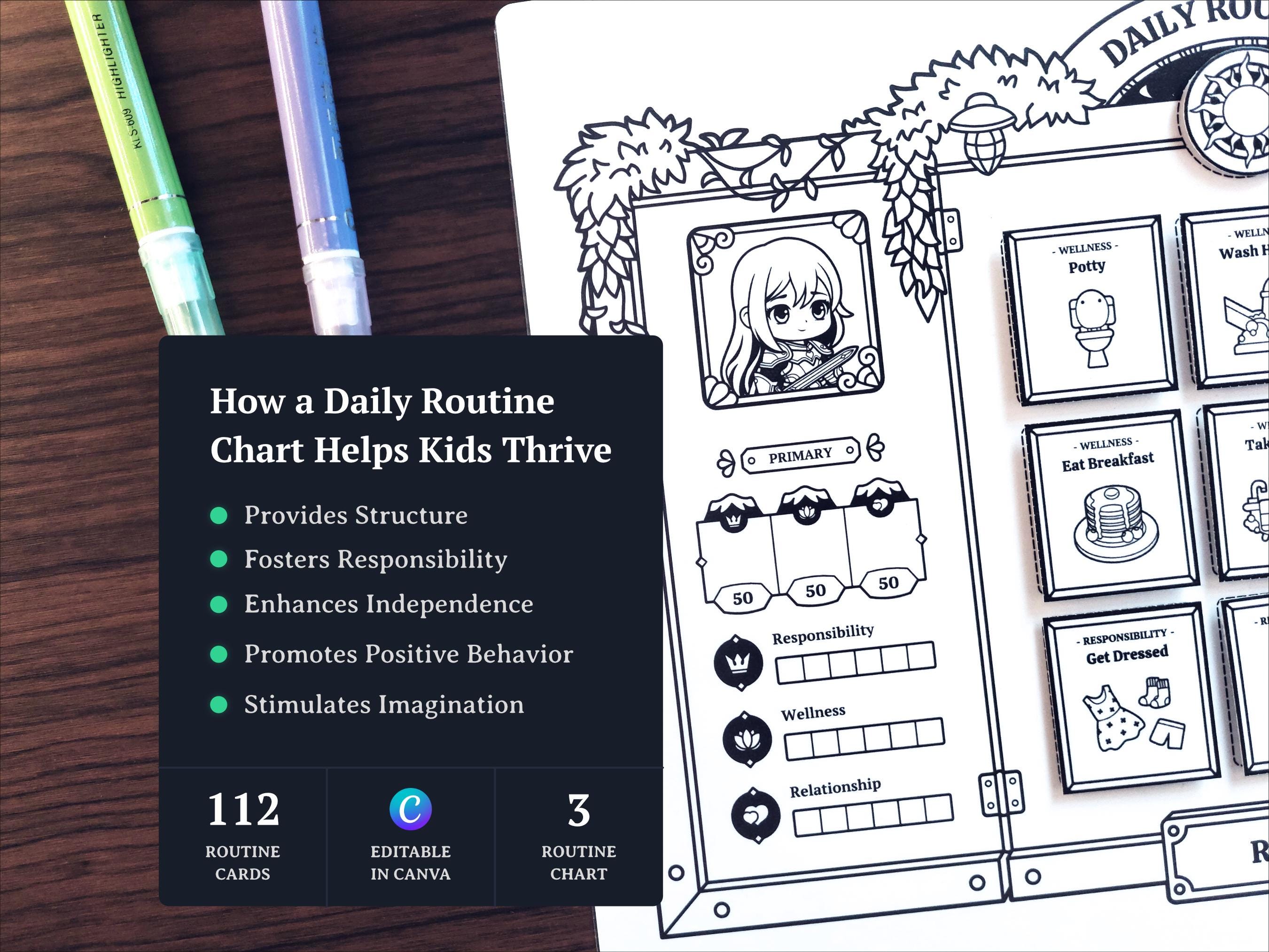 ADHD Daily Routine Chart for Kids Starter Pack: A Dnd-inspired Way for ...