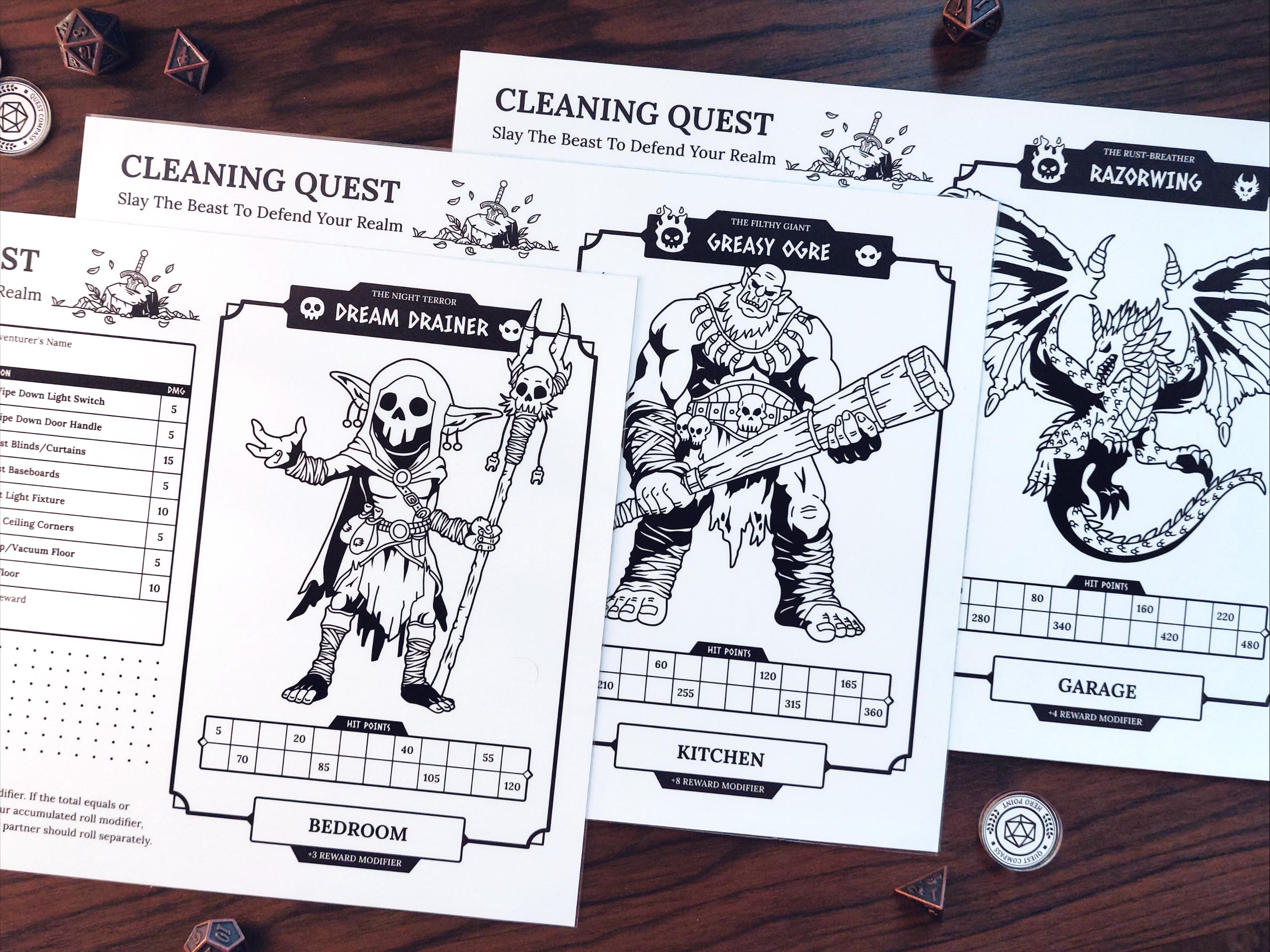 ADHD Cleaning Checklist Partner Pack: A Dnd-inspired Gamified Cleaning ...