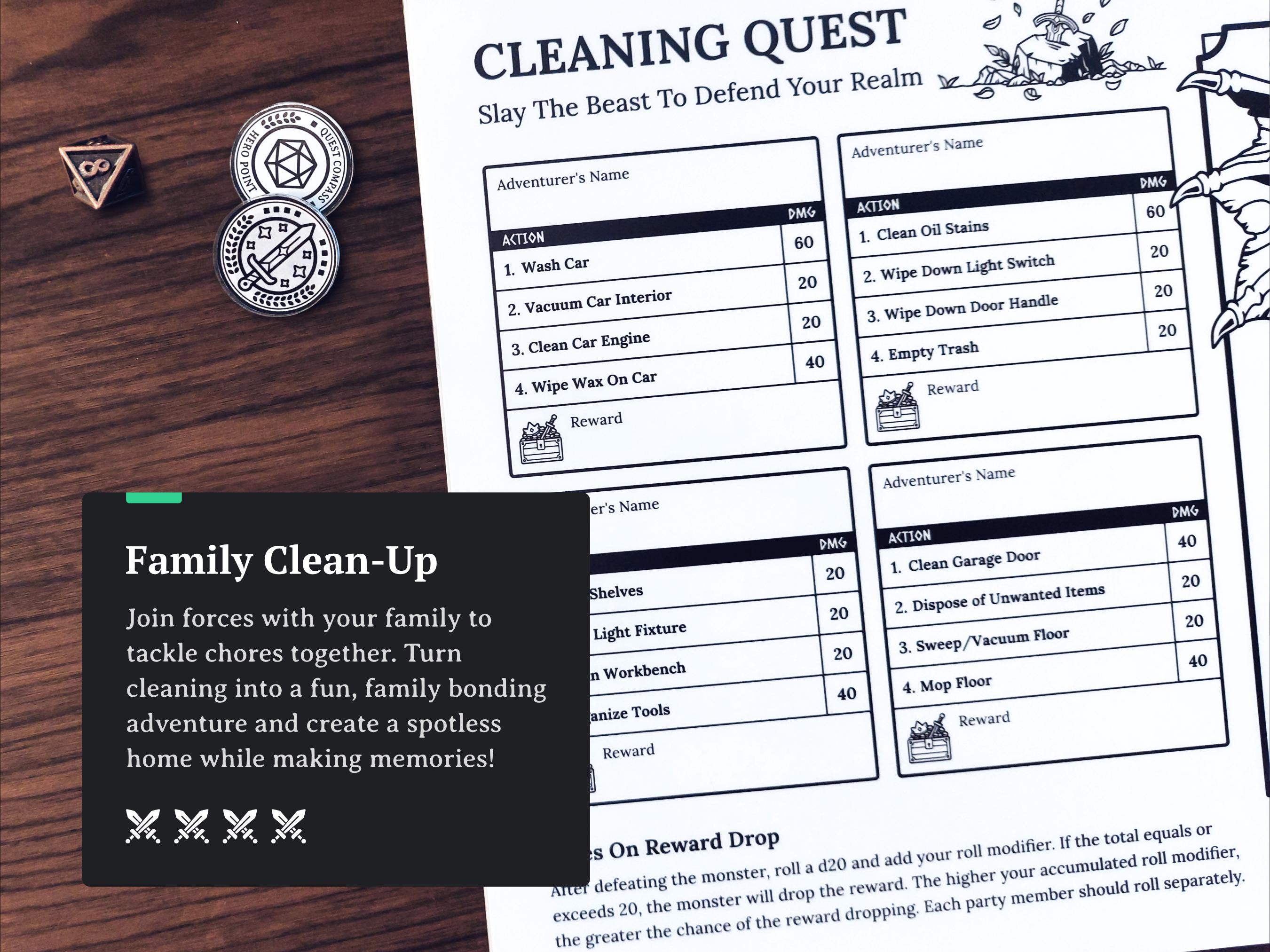 ADHD Cleaning Checklist Deluxe Pack: A Dnd-inspired Gamified Cleaning ...
