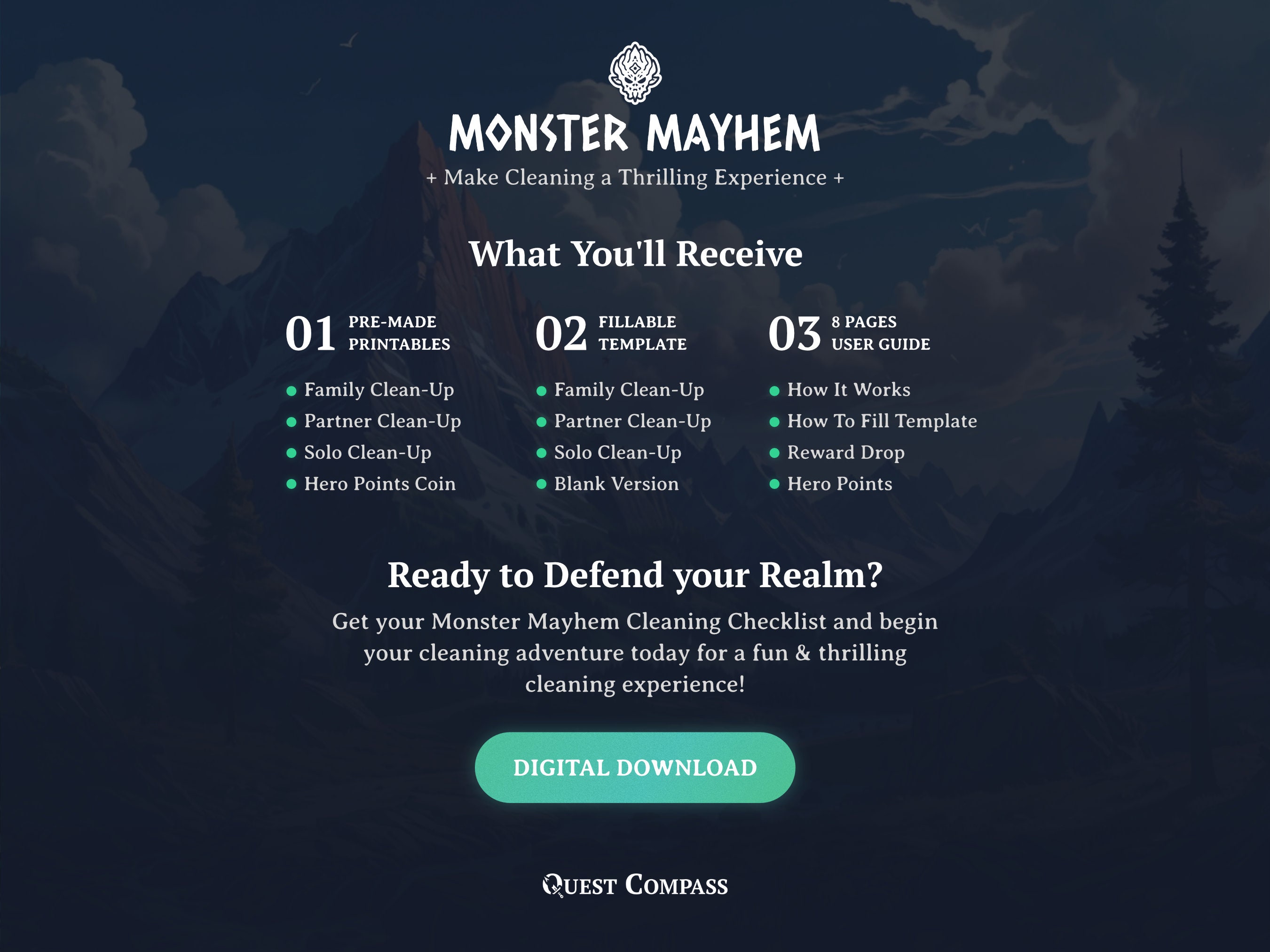 DND Inspired Cleaning Checklist Designed for Families, Couples, and ...